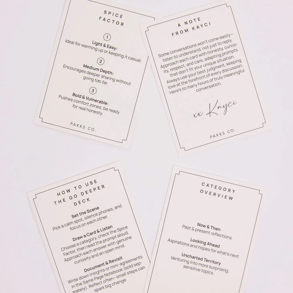 Go Deeper Deck – Vulnerable Conversation Cards for Any Relationship | Pakks